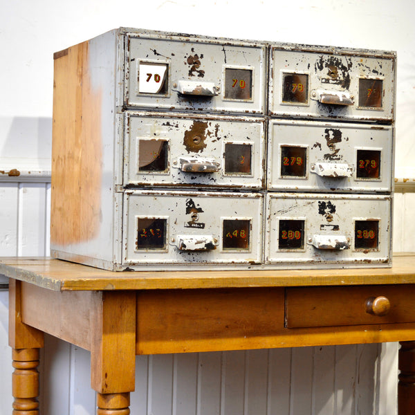 Antique 6 Drawer Interoffice Mail Box - Salvage-Garden