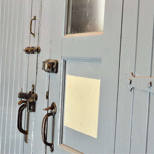 Pair of Oversized Vintage Industrial Wood Doors With Wicket Door ...