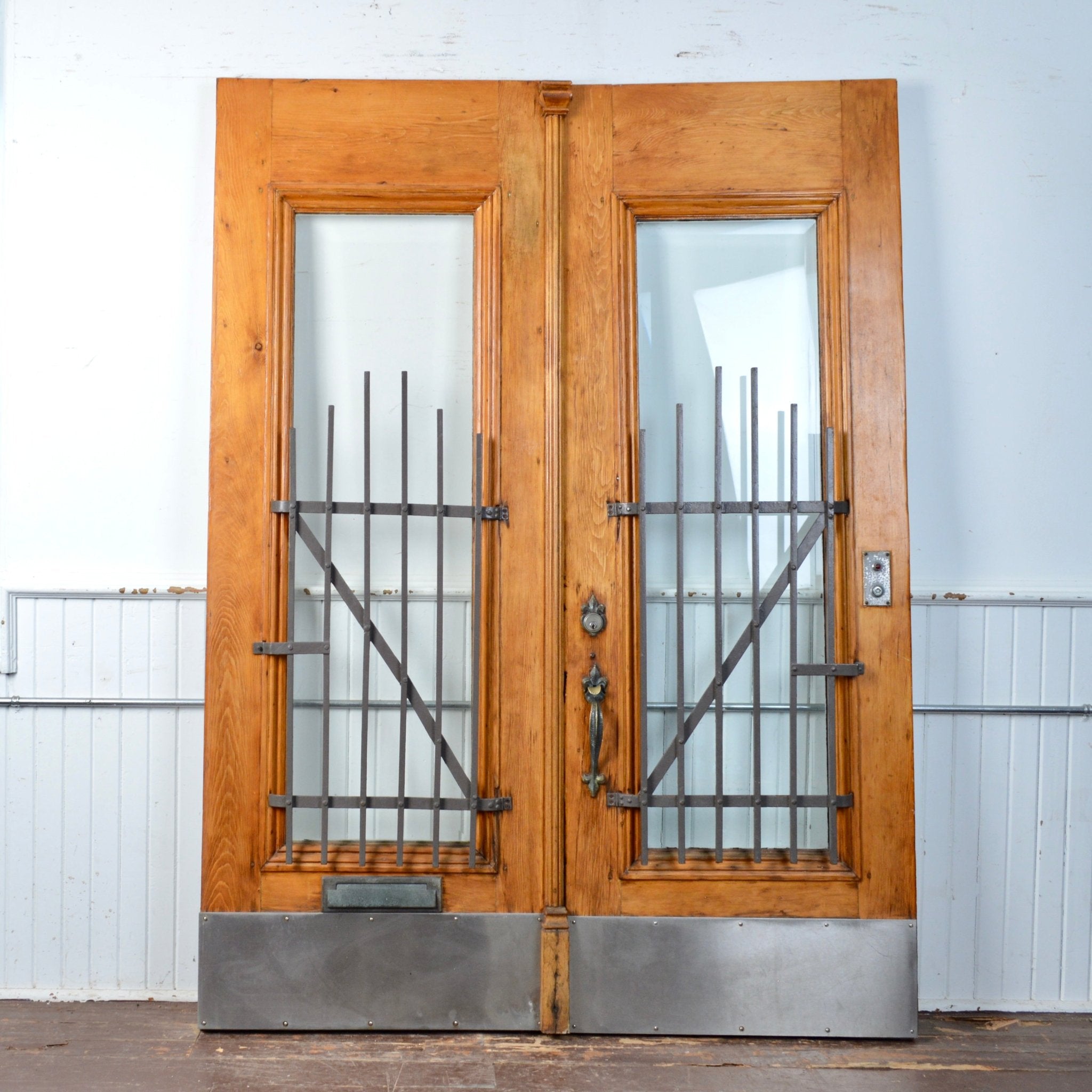 Antique Entrance Doors With Steel Security Bars – Salvage-Garden